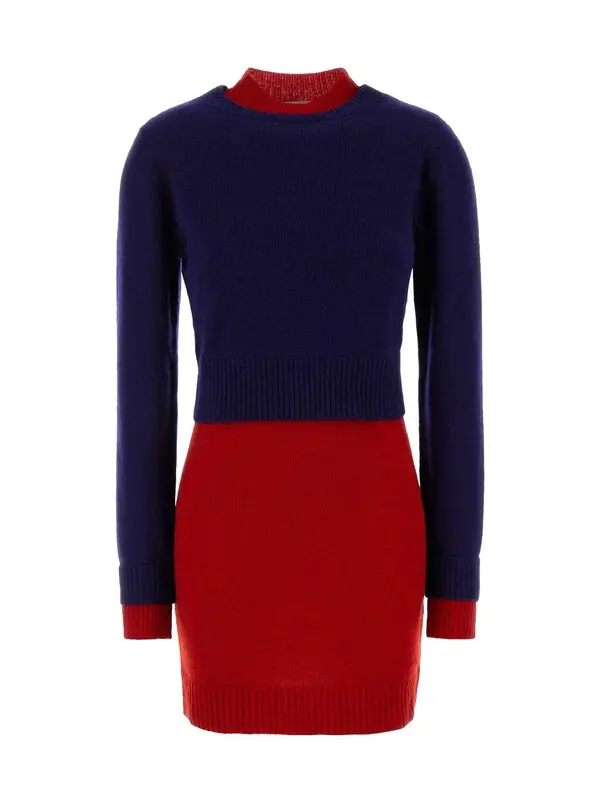 JIL SANDER Two-tone Wool Blend Dress - Multicolor