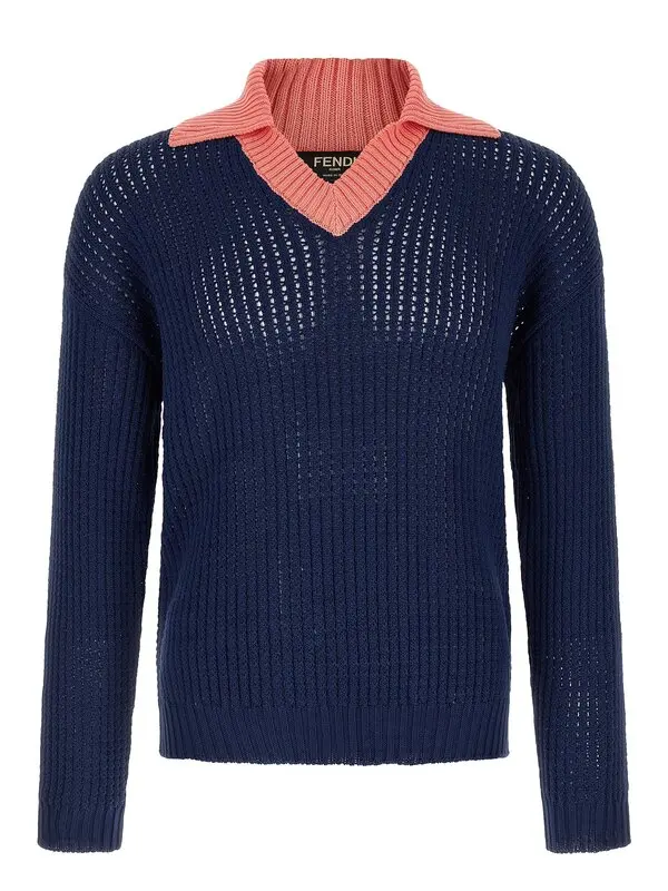Fendi Cablé Braided Sweater - Blue