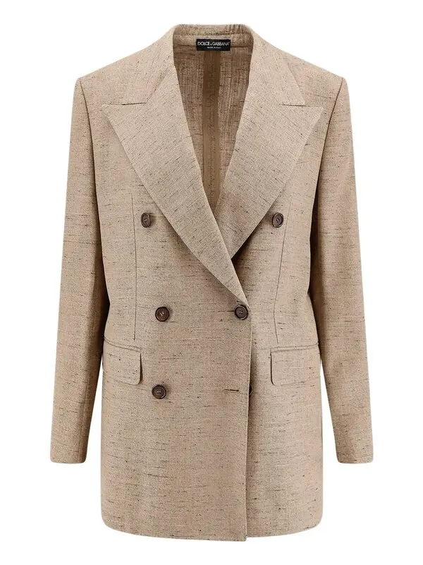 Dolce & Gabbana Double-breasted Viscose And Linen Blazer - Multicolor