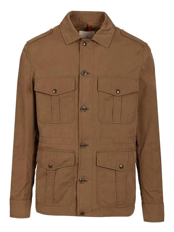 Moncler Field Jacket With Snap Pockets And Adjustable Waist - Cream