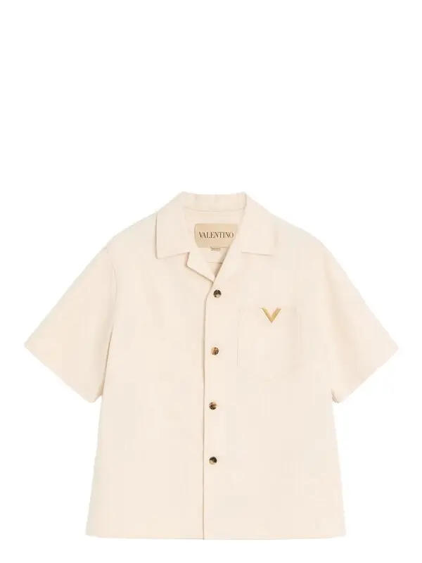 Valentino Garavani Denim Bowling Shirt With Vgold - Multicolor