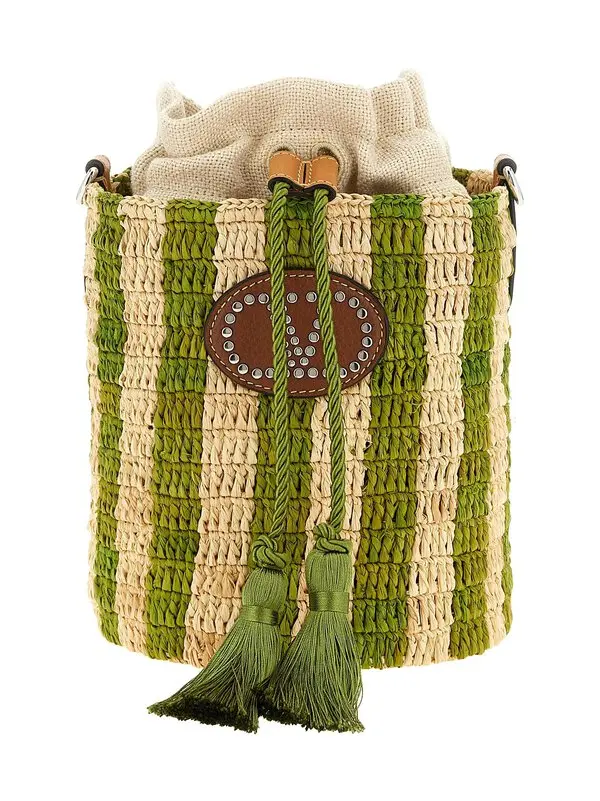 Valentino Garavani Raffia Small Bucket Bag - Green