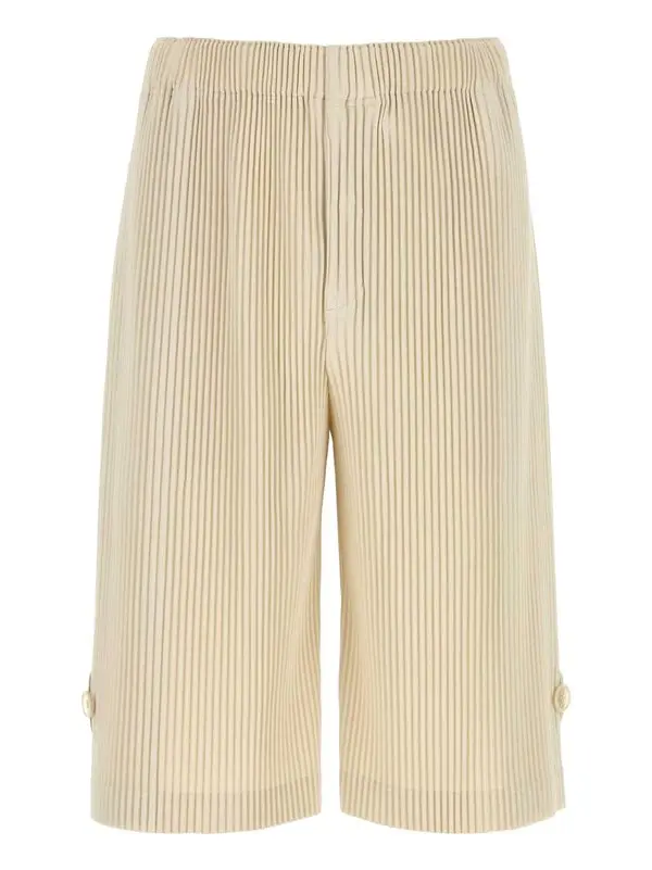 Issey Miyake Homme Plissé Sand Polyester Bermuda Shorts - Brown