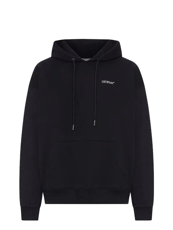 Off-White Cotton Graphic Print Hoodie - Black