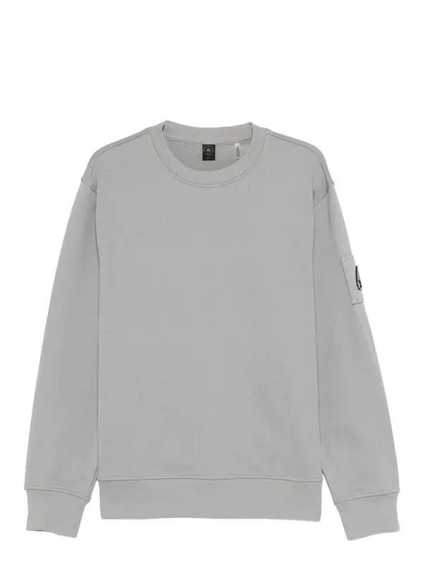 Moose Knuckles Grey Crew Neck Long Sleeve Sweatshirt With Arm Pocket - Gray
