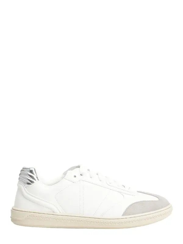 Versace Greca Court Sneakers With Metallic Heel - White