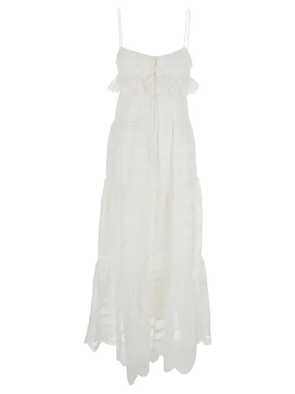 Isabel Marant Étoile Long Dress 'paule-gb' In White Viscose - Multicolor