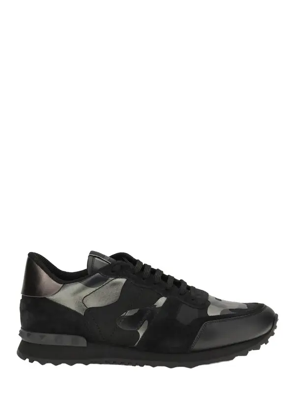 Valentino Garavani Rockrunner Calfskin Leather Sneakers - Black