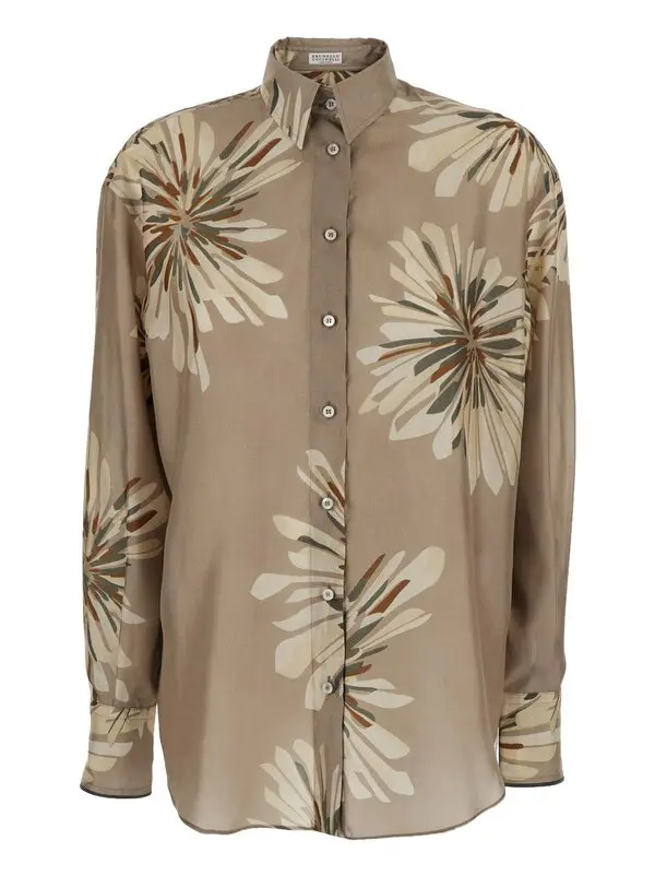 Brunello Cucinelli Silk Printed Shirt - Multicolor