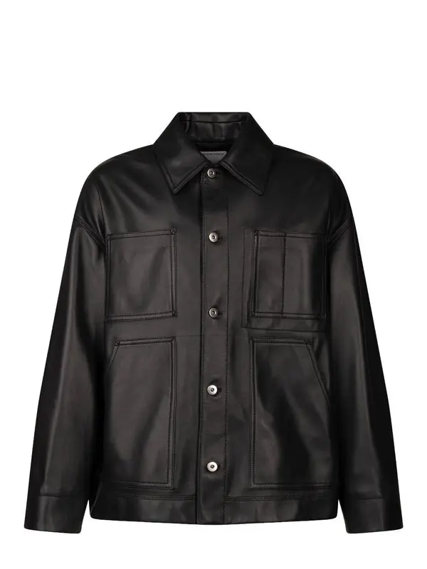 Bottega Veneta Giacca In Pelle - Black
