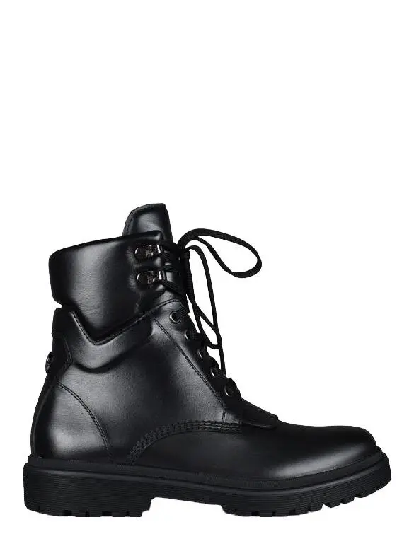 Moncler Patty Lace-up Leather Ankle Boots - Black