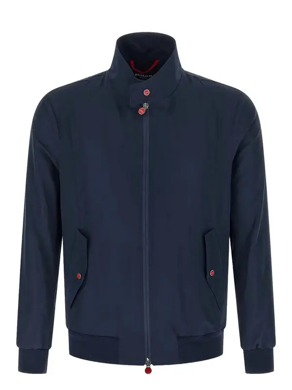 Kiton Cima Jacket With Mandarin Collar - Blue