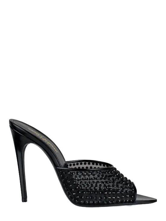 Saint Laurent Rhinestone Embellished Open-toe Mules - Black