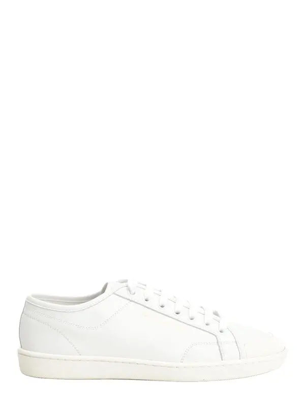 Saint Laurent Gym" Smooth Calfskin Sneakers With Gold Signature Detail - White