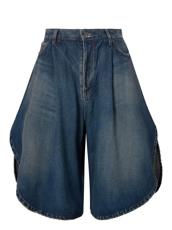 Balenciaga Cotton Bermuda Shorts With Distressed Effect - Multicolor