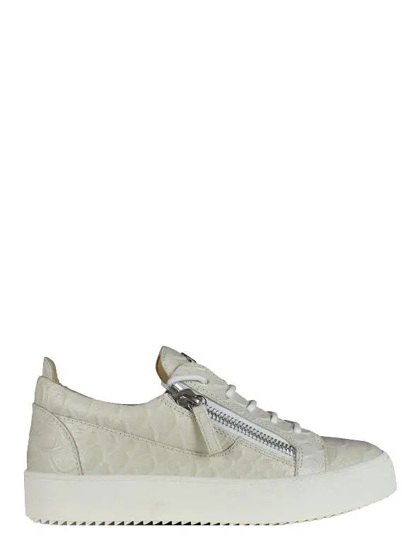 GIUSEPPE ZANOTTI Frankie Croc Embossed Leather Sneakers - White
