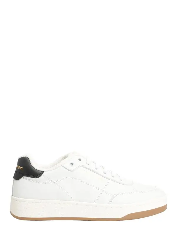 Saint Laurent Sl/61 Smooth Calfskin Sneakers With Gold Signature - White