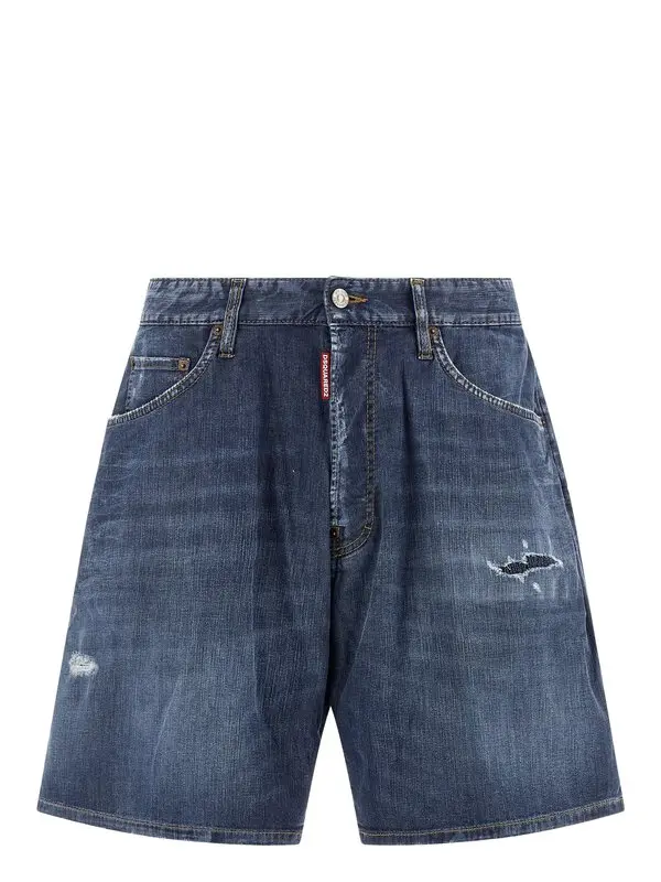 Dsquared2 Distressed Denim Bermuda Shorts - Blue