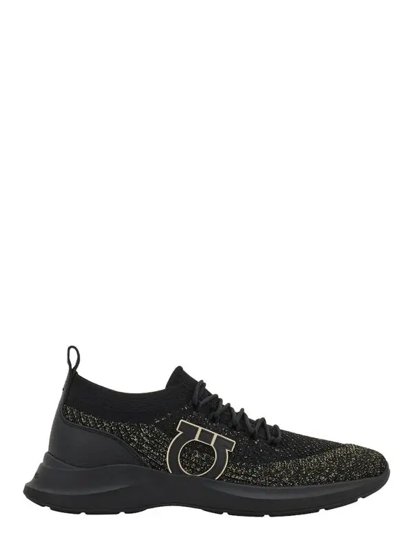 FERRAGAMO Low-top Gancini Detail Trainers - Black