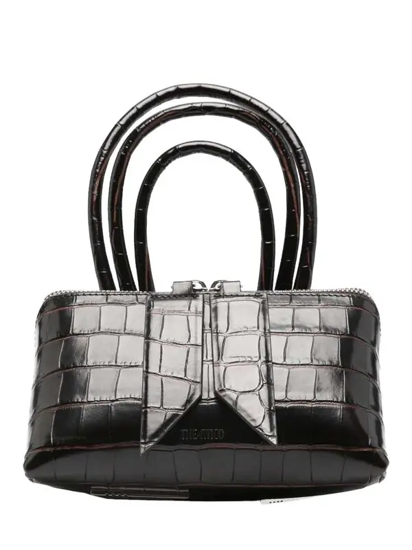 Attico Mini Friday Bag With Crocodile Effect - Brown