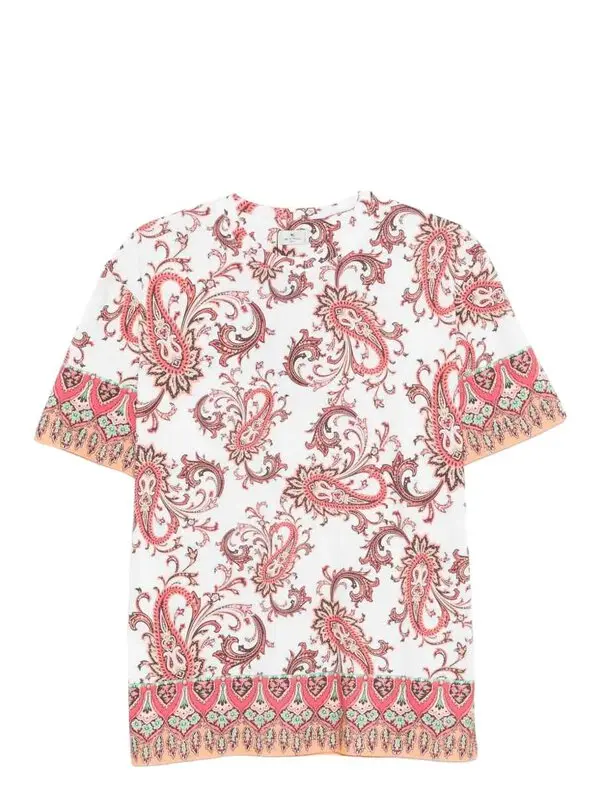 Etro T-shirt With Paisley Trim - Multicolor