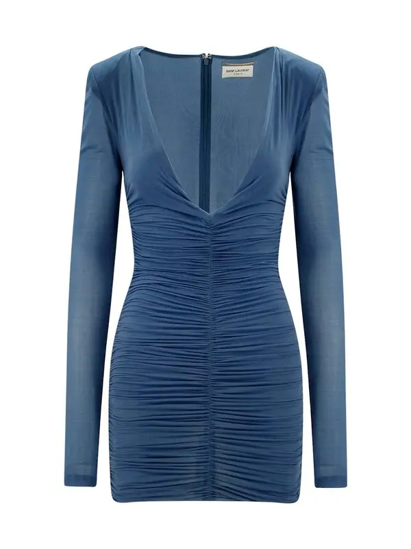 Saint Laurent Draped Fabric Dress - Multicolor