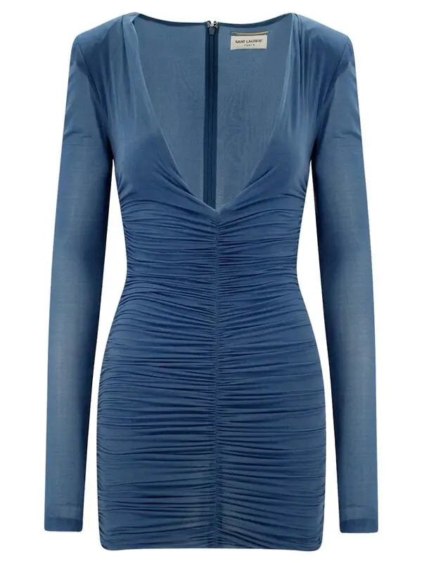 Saint Laurent Draped Fabric Dress - Multicolor