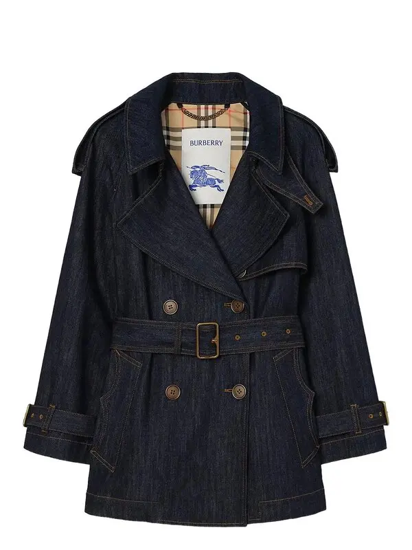 Burberry Fitzrovia" Denim Trench Coat - Blue