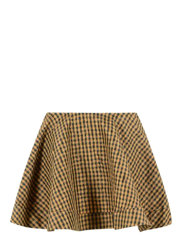 GANNI Checked Polyester Skirt - Brown