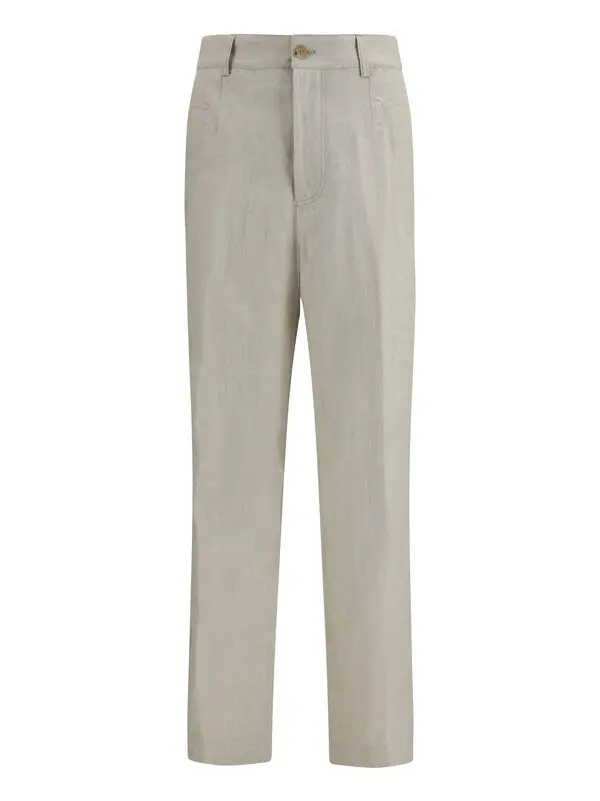 Dries Van Noten Linen And Cotton Blend Tailored Pants - Cream