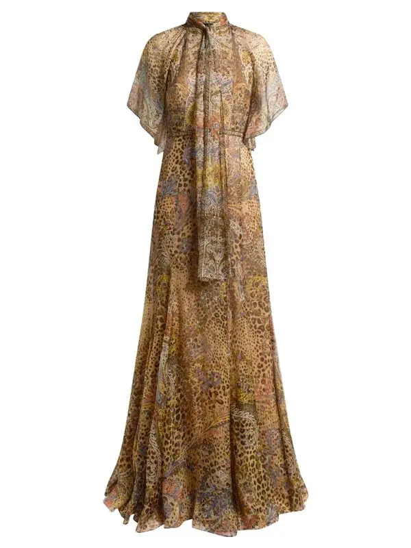 Etro Printed Silk Maxi Dress - Multicolor