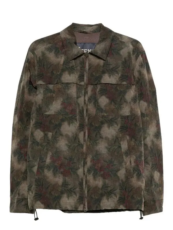 Herno Floral Print Zip-up Shirt Jacket - Green