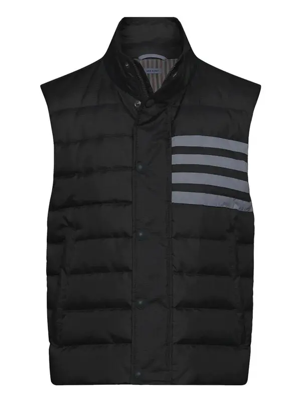 Thom Browne Quilted Vest With Button Detail - Gray