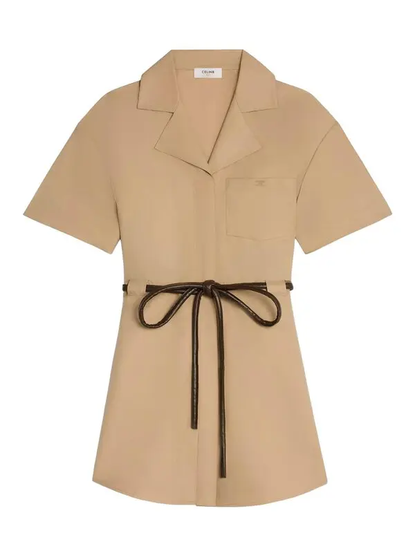 Celine Short Sleeve Dress With Triomphe Embroidery - Multicolor