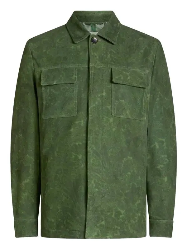 Etro Suede Floral Paisley Jacket - Green