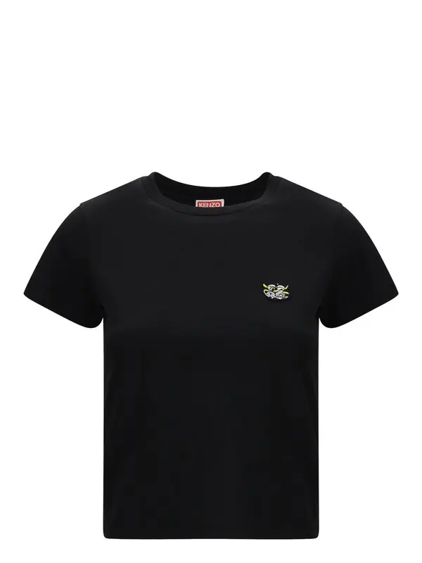 Kenzo Cotton T-shirt With Embroidered "wild Tiger - Black