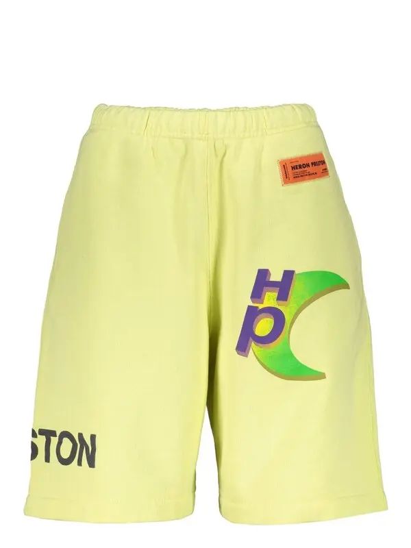 Heron Preston Cotton Printed Detail Shorts - Yellow