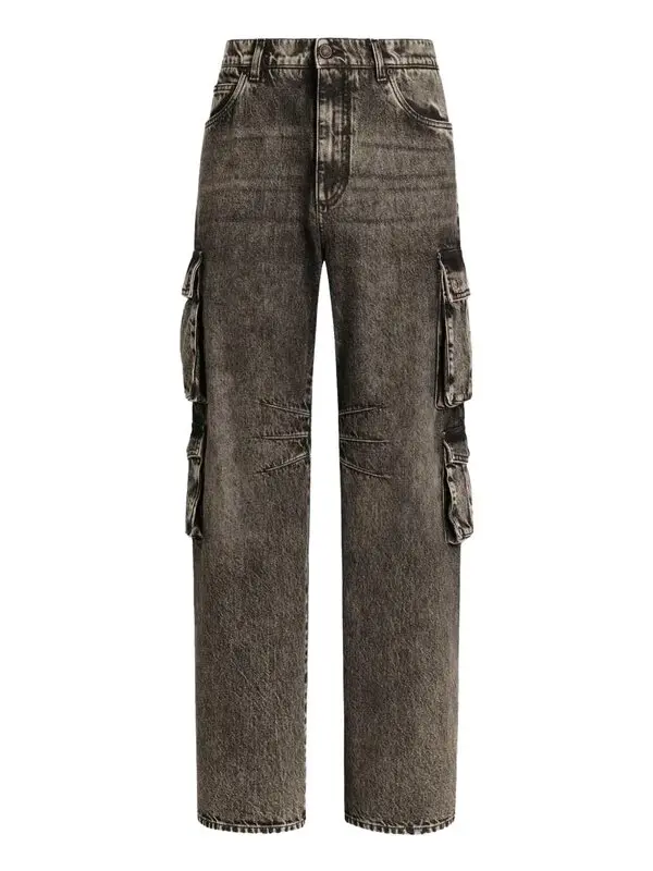 Dolce & Gabbana Cargo Jeans With Logo Plaque - Gray