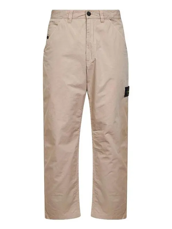 Stone Island Straight-leg Cotton Trousers - Cream
