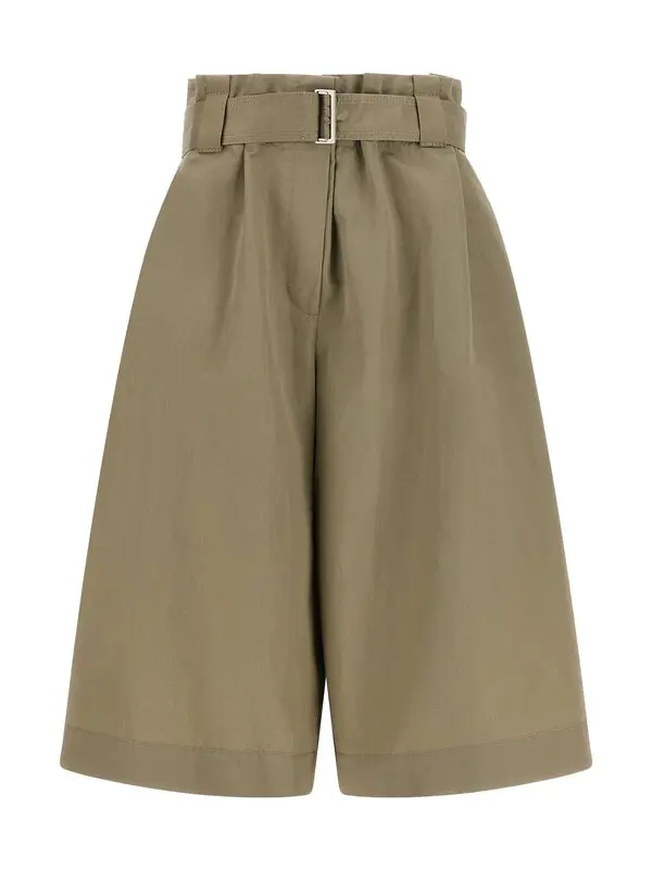 Brunello Cucinelli High Waist Wide Leg Bermuda Shorts - Green