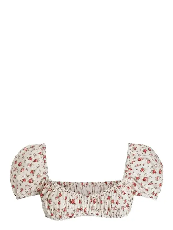 Dolce & Gabbana Floral Lace Trim Crop Top - Multicolor