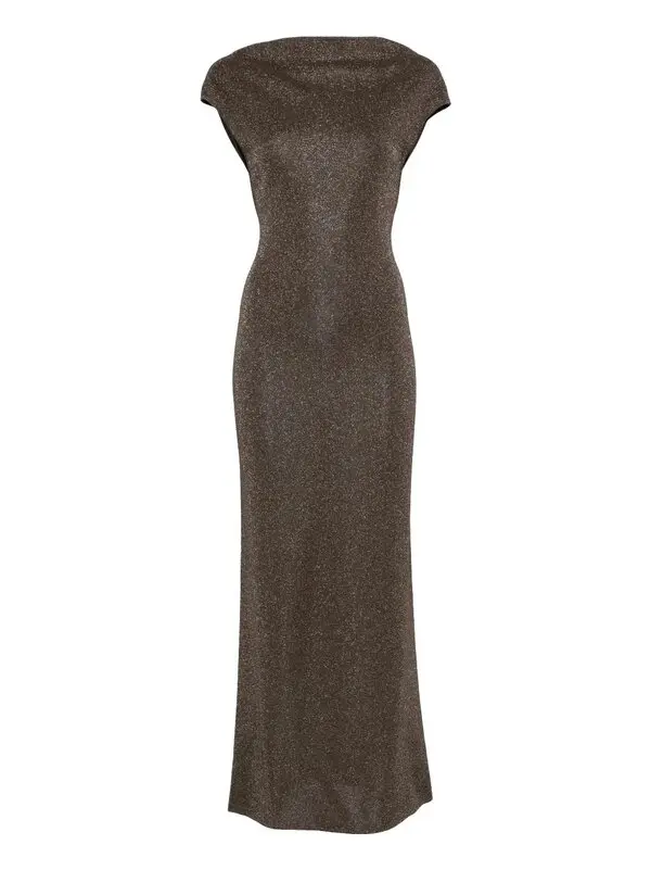Max Mara Lamé Detail Maxi Dress - Brown