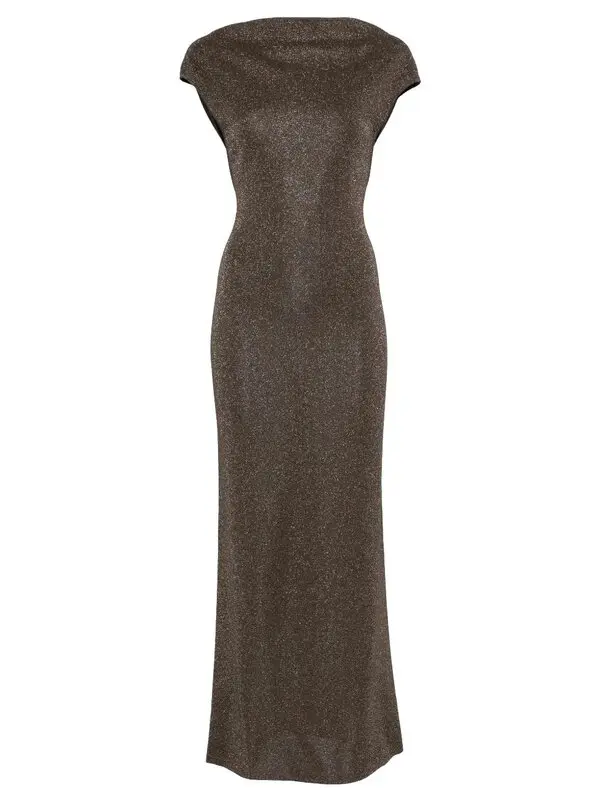 Max Mara Lamé Detail Maxi Dress - Brown