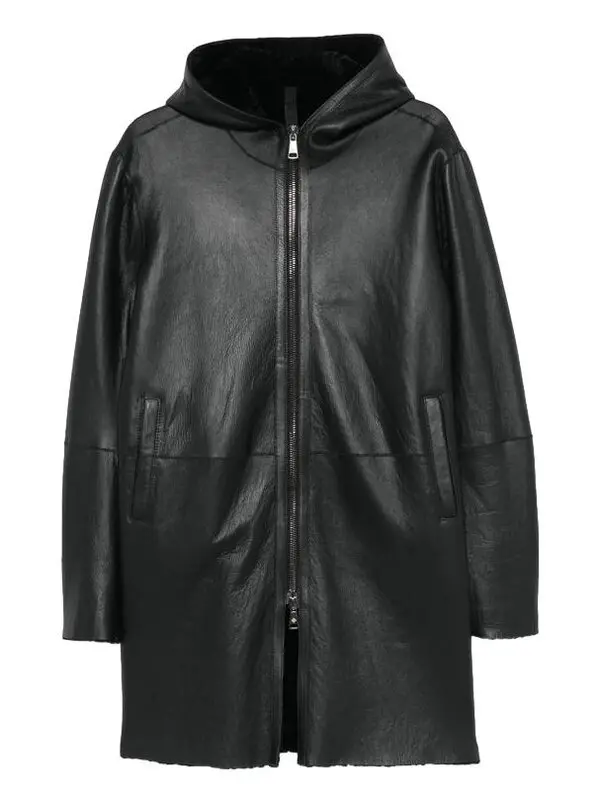 Tagliatore Leather Shearling-trimmed Hooded Jacket - Black
