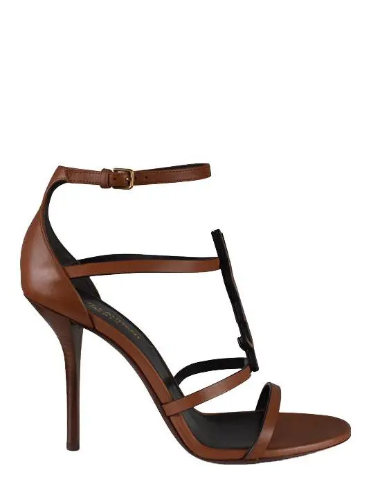 Saint Laurent Cassandra High Heel Sandals - Brown