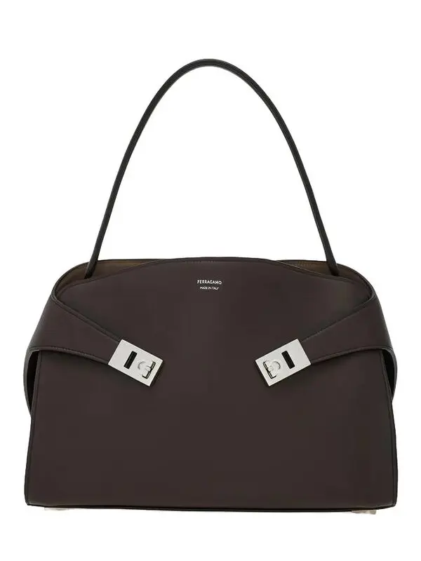 FERRAGAMO Gancini Flip-lock Shoulder Bag - Brown