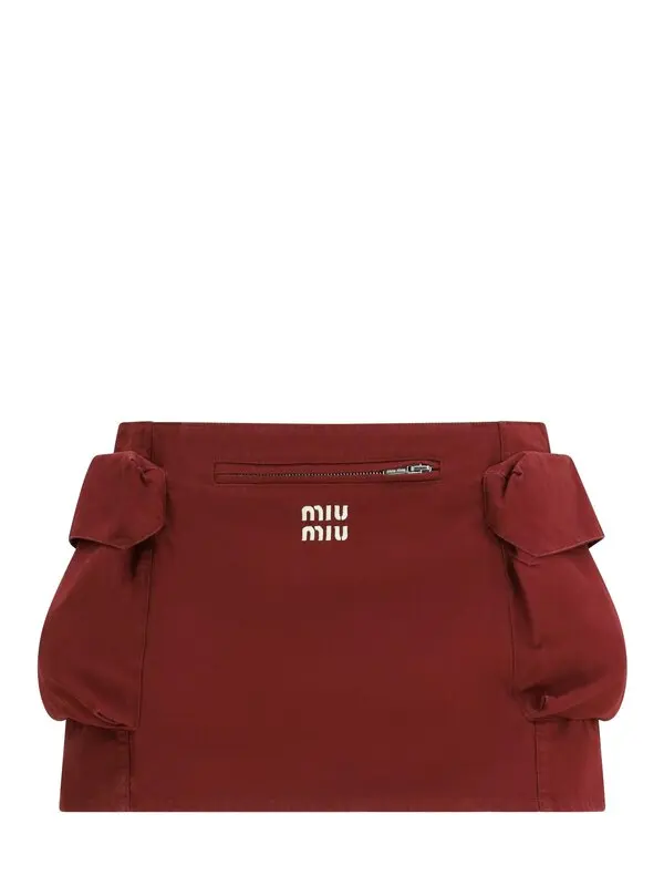 Miu Miu Cotton Mini Skirt With Embroidered Logo - Multicolor