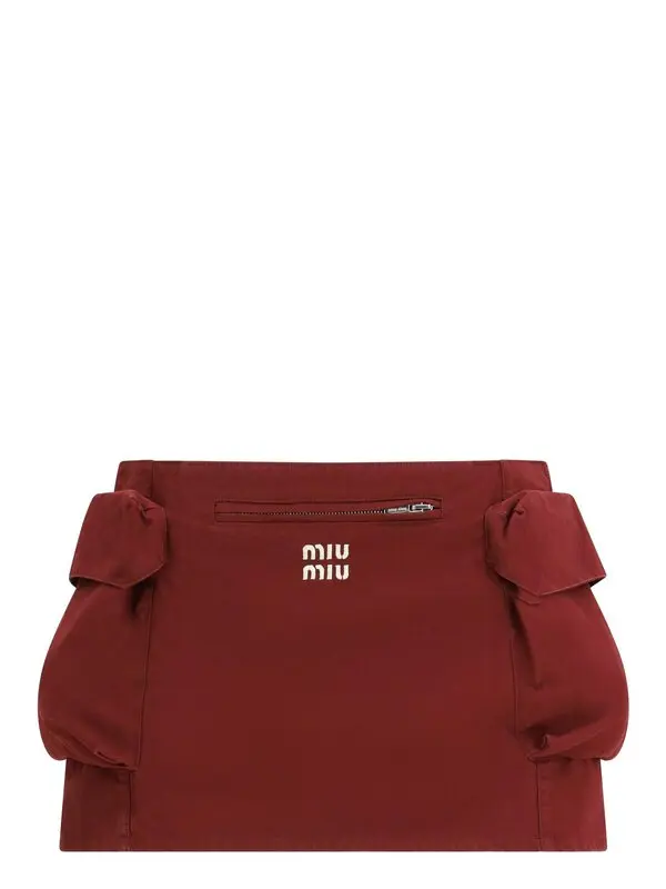 Miu Miu Cotton Mini Skirt With Embroidered Logo - Multicolor