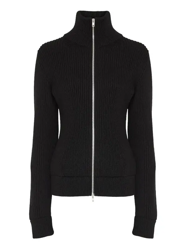 MAISON MARGIELA Ribbed Zip-up Cardigan - Black