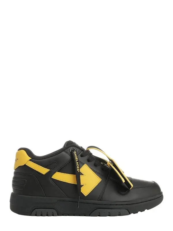 Off-White Out Of Office" Sneaker With Yellow Detailing - Black
